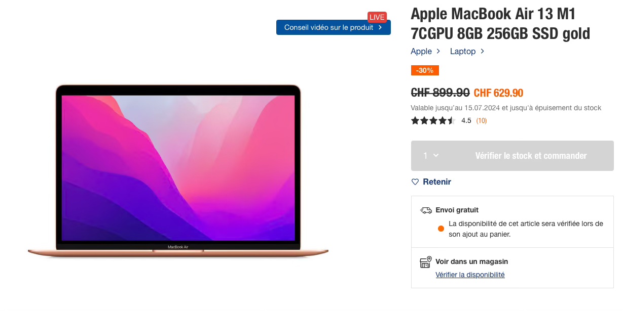 MacBook Air M1 à 630 francs | AEEMtech